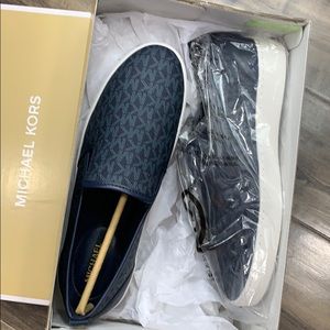 Michael Kors | Shoes | Michael Kors Catelyn Slip On Mini Mk Logo Pvc ...